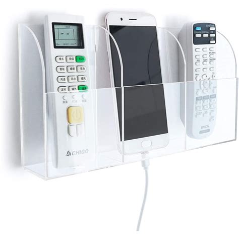 PIONEER COMMERCE Acrylic Remote Control Holder Wall Mount Remote Holder ...