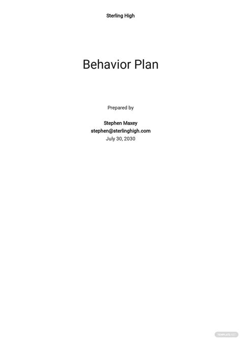 Image result for Sample Behavior Plan