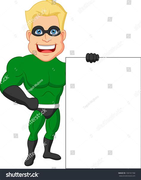 Superhero Cartoon Blank Sign Stock Vector (Royalty Free) 150191768