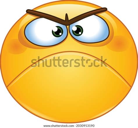 Angry Grumpy Emoji Emoticon Face Stock Vector (Royalty Free) 2030953190