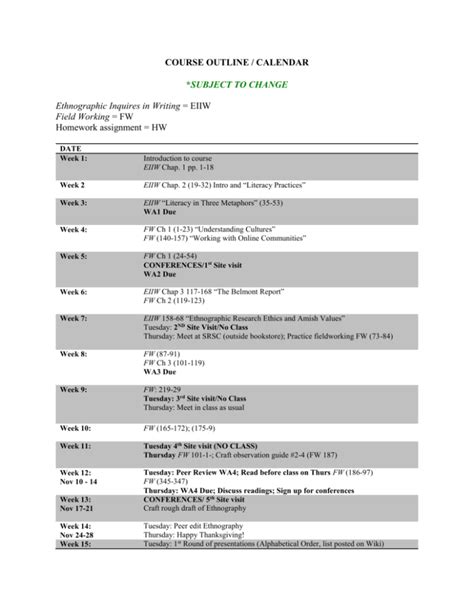 Image result for 6 Week Course Outline