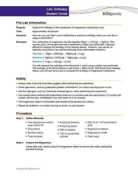 Image result for Lab Enthalpy Student Guide