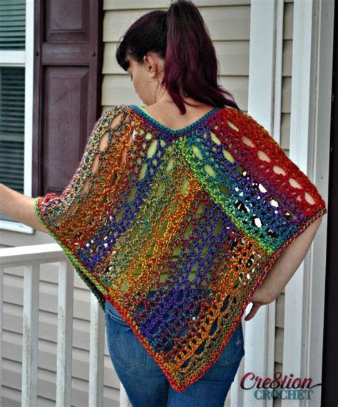 Rainbow Lace Crochet Poncho | AllFreeCrochet.com