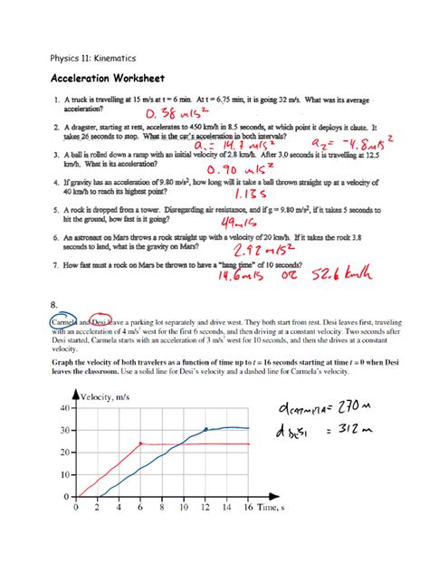 Image result for Physics Acceleration Worksheet