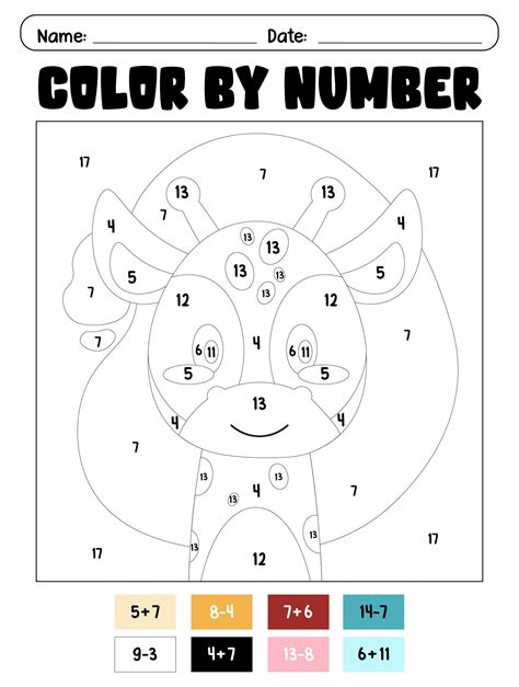 Image result for Printable Color by Number Addition Worksheets