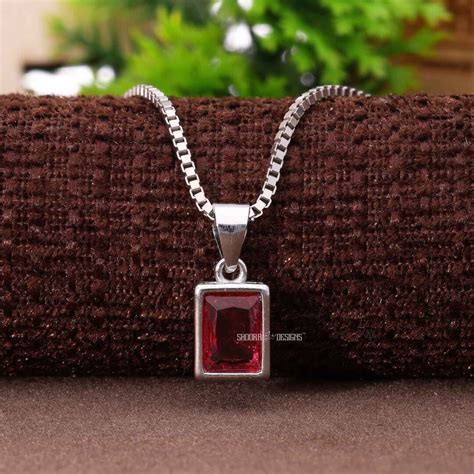 Emerald Cut Ruby Pendant, 1 Carat Emerald Lab Ruby Classic Pendant 14KT ...