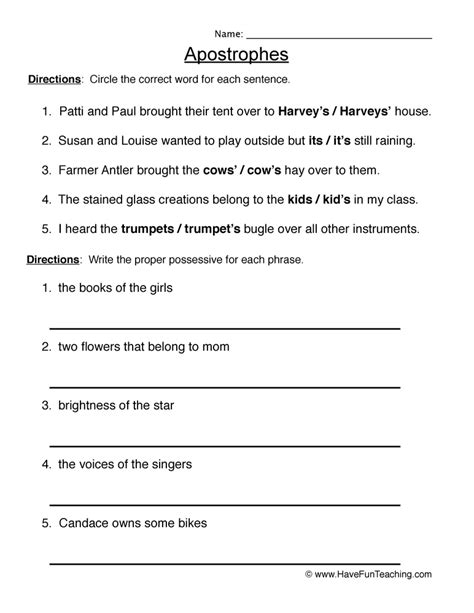 Image result for Apostrophe Practice Worksheet