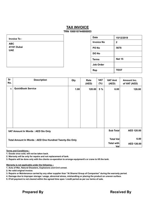 Image result for QuickBooks Invoice Sample