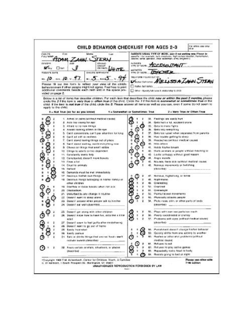 Image result for Child Behavior Checklist