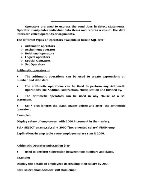 Image result for Oracle Syntax Operators