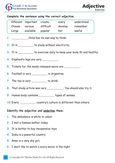 Image result for Adjectives Examples for 6th Class