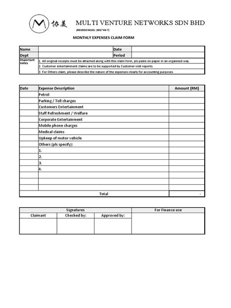 Image result for Expense Claim Form