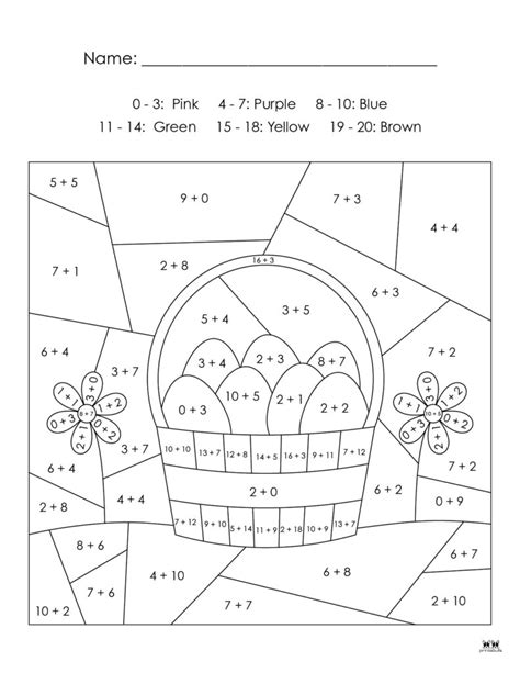 Image result for Easter Addition Color by Number