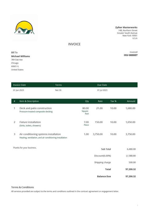 Image result for Contractor Invoice Example