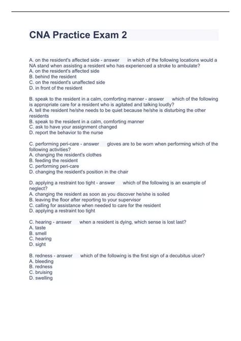 Image result for CNA Questions Worksheet