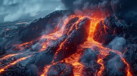 Premium Photo | Lava Flow volcano eruption