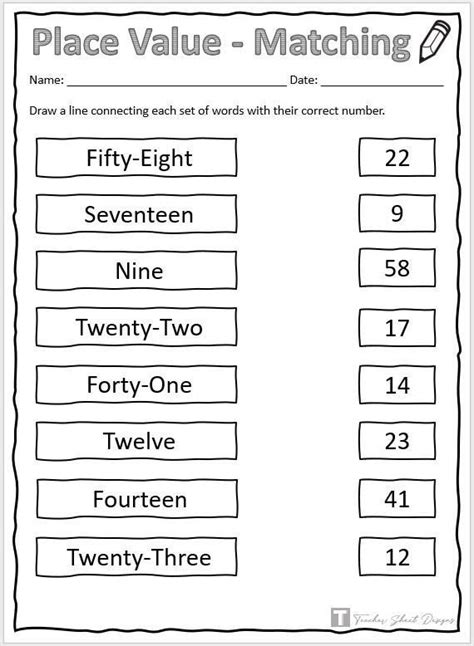 Image result for Place Value Matching Worksheet