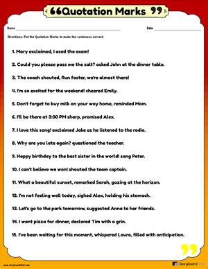 Image result for Quotation Marks Worksheet Free