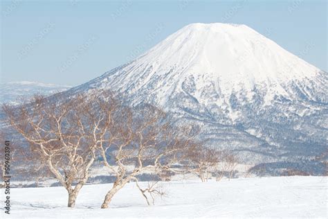 Mount Yotei volcano snow winter landscape Niseko Hokkaido Japan Stock ...