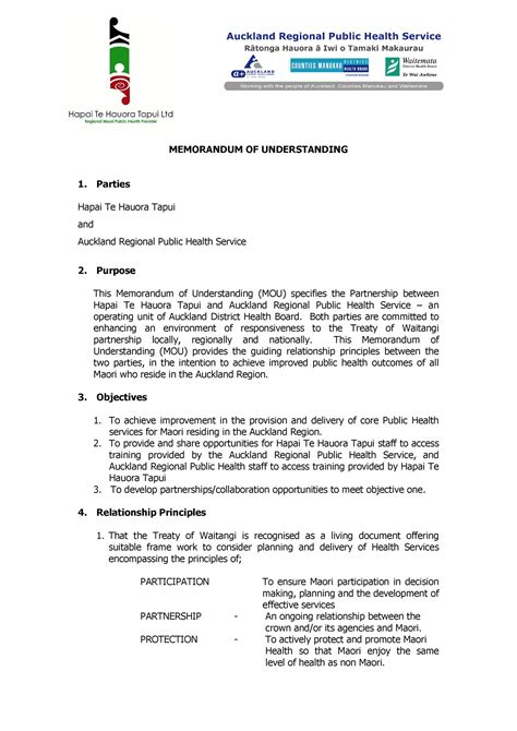 Image result for Memorandum of Understanding Examples