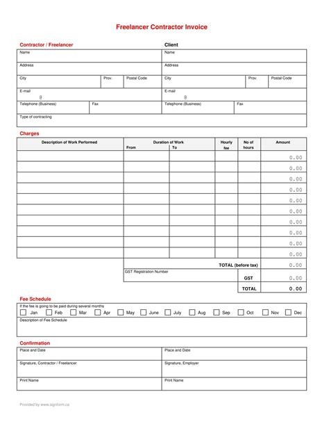 Image result for Free Printable Contractor Invoice Forms
