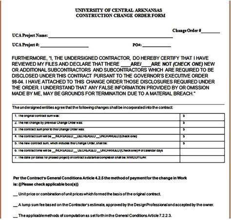 Image result for Change Order Example Construction