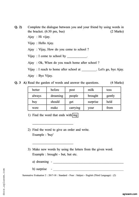 Image result for Class 4th English Question. Answer