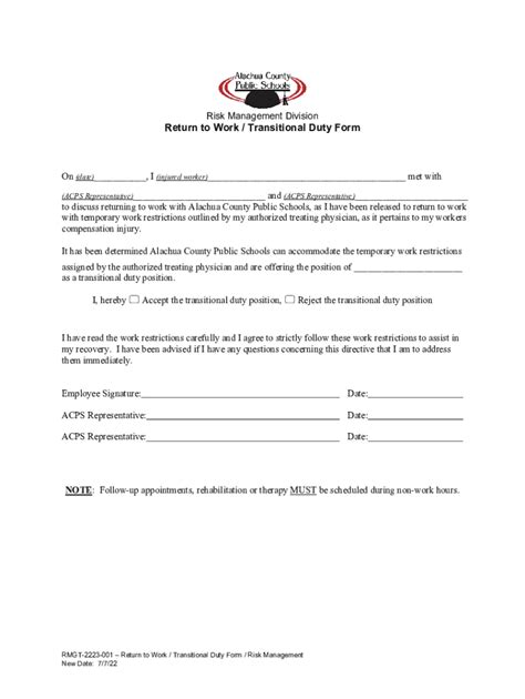 Image result for Transitional Return to Work