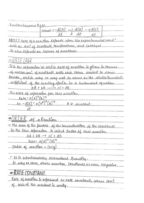 Image result for Chemical Kinetics Handwritten Notes