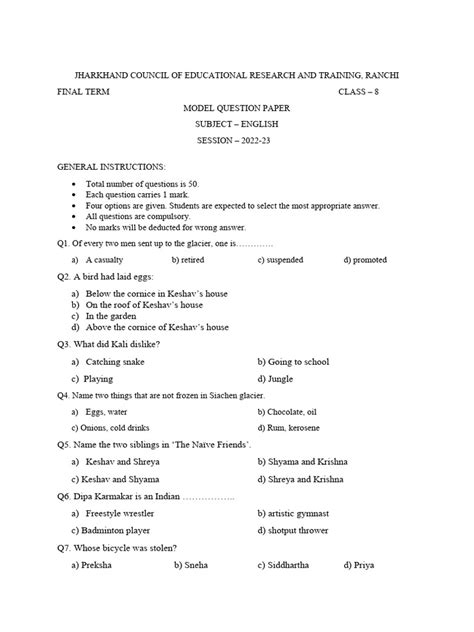 Image result for Model Class 10th Part 8 English