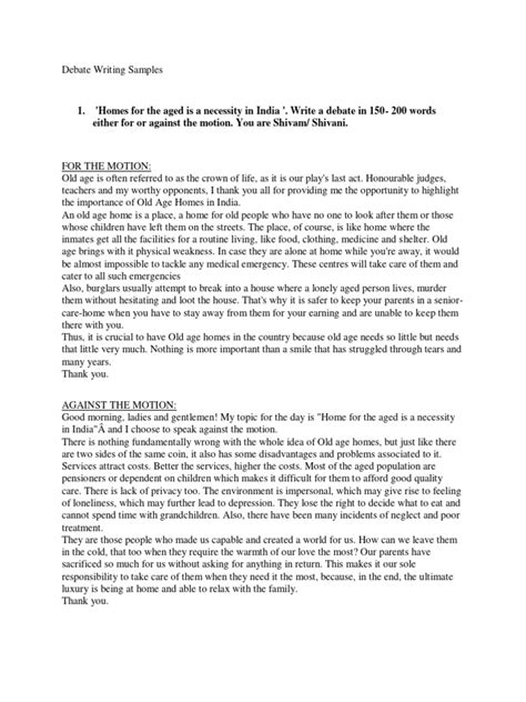 Image result for Written Debate Examples