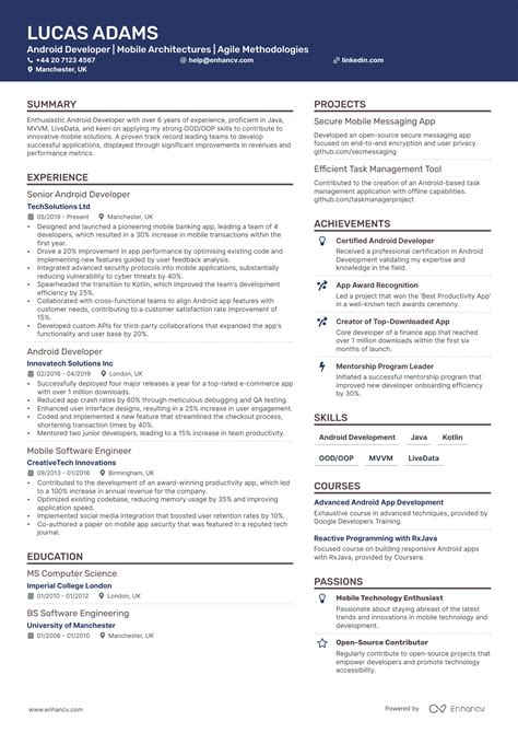 Image result for Android Developer CV