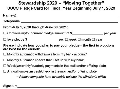 Image result for Stewardship Pledge Card Examples