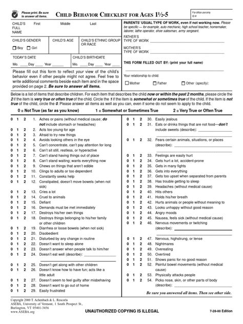 Image result for Child Behavior Checklist