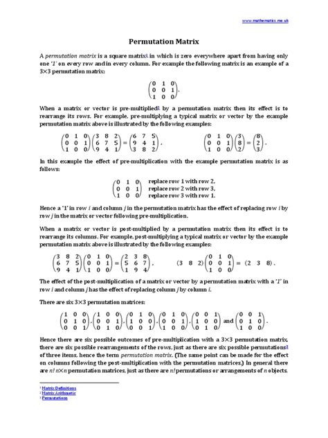 Image result for Permutation Matrix
