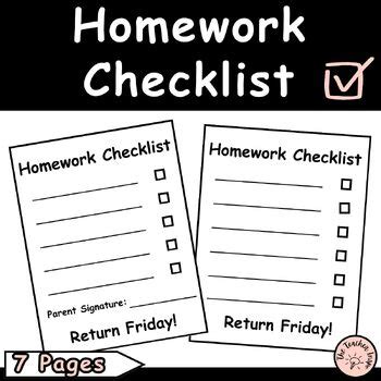 Image result for Homework Checklist