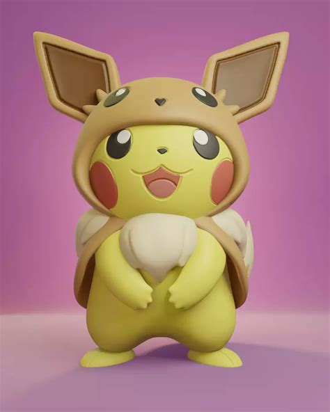 Pikachu cosplay Eevee » 3D print model Download free