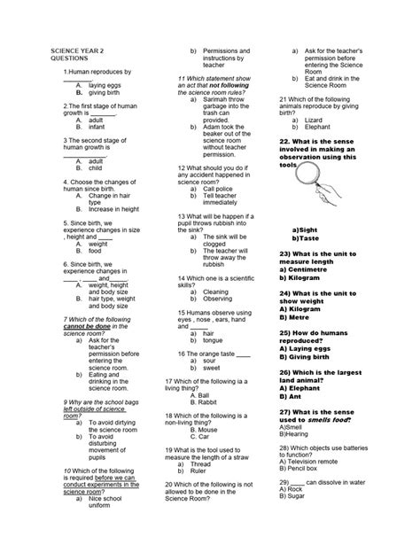 Image result for 2nd Grade Science Test Questions and Answers