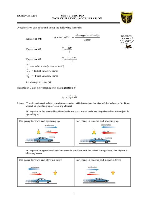 Image result for Physics Acceleration Worksheet