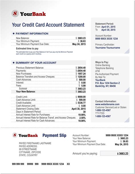 Image result for Credit Card Billing Statement Example