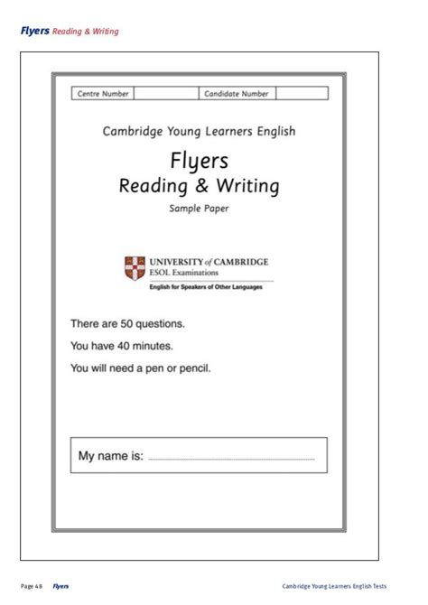 Image result for Flyers Writing Test Sample