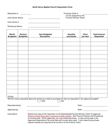 Image result for Blank Printable Requisition Form