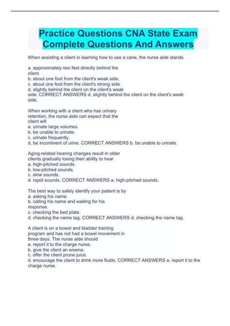 Image result for CNA Test Questions and Answers Explained