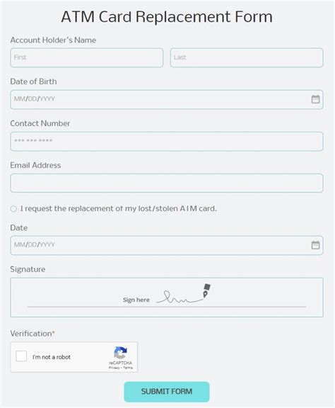 Image result for ATM Card Form