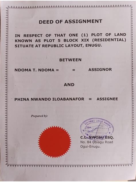 Image result for Deed of Assignment