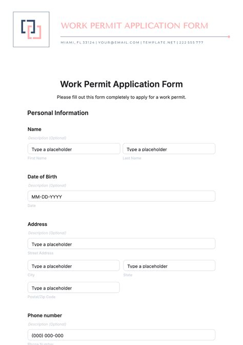 Image result for Work Permit Request Form