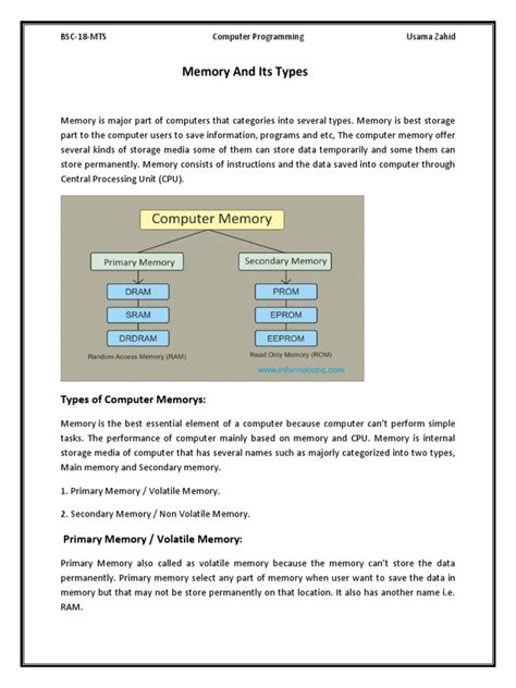Memory and Its Types: Types of Computer Memorys | PDF | Computer Data ...