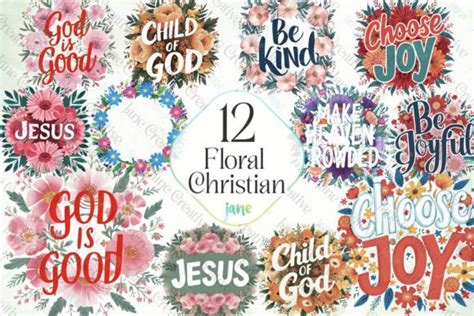 Floral Christian Sublimation Clipart Graphic by JaneCreative · Creative ...