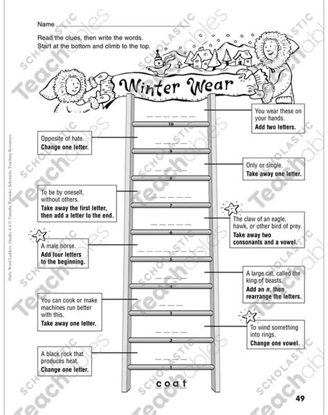 Image result for Winter Wear Word Ladder