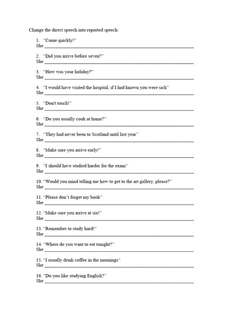 Reported Speech Exercises 2 | PDF